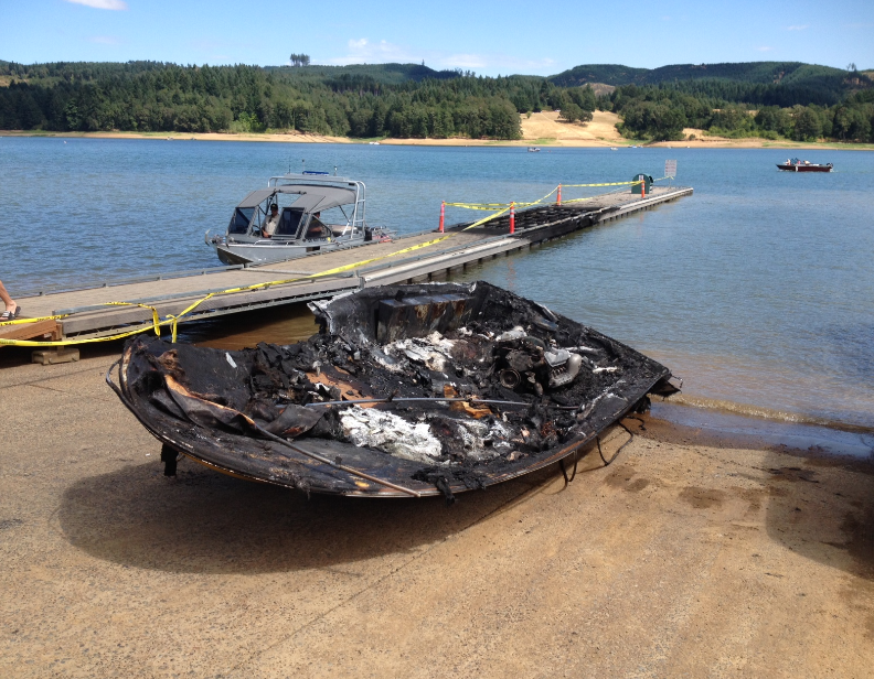 Fire destroys part of dock, boat at popular Hagg Lake | kgw.com