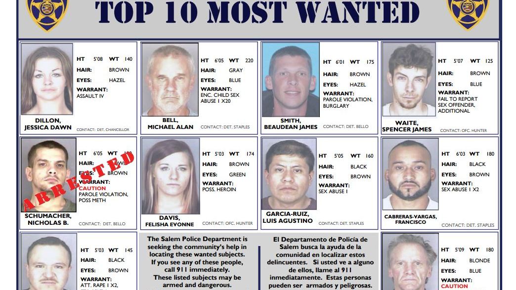 One of Salem police's 10 most wanted arrested | kgw.com
